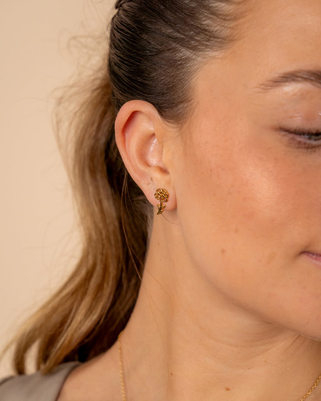 Sterling Silver Birth Flower Stud Earrings