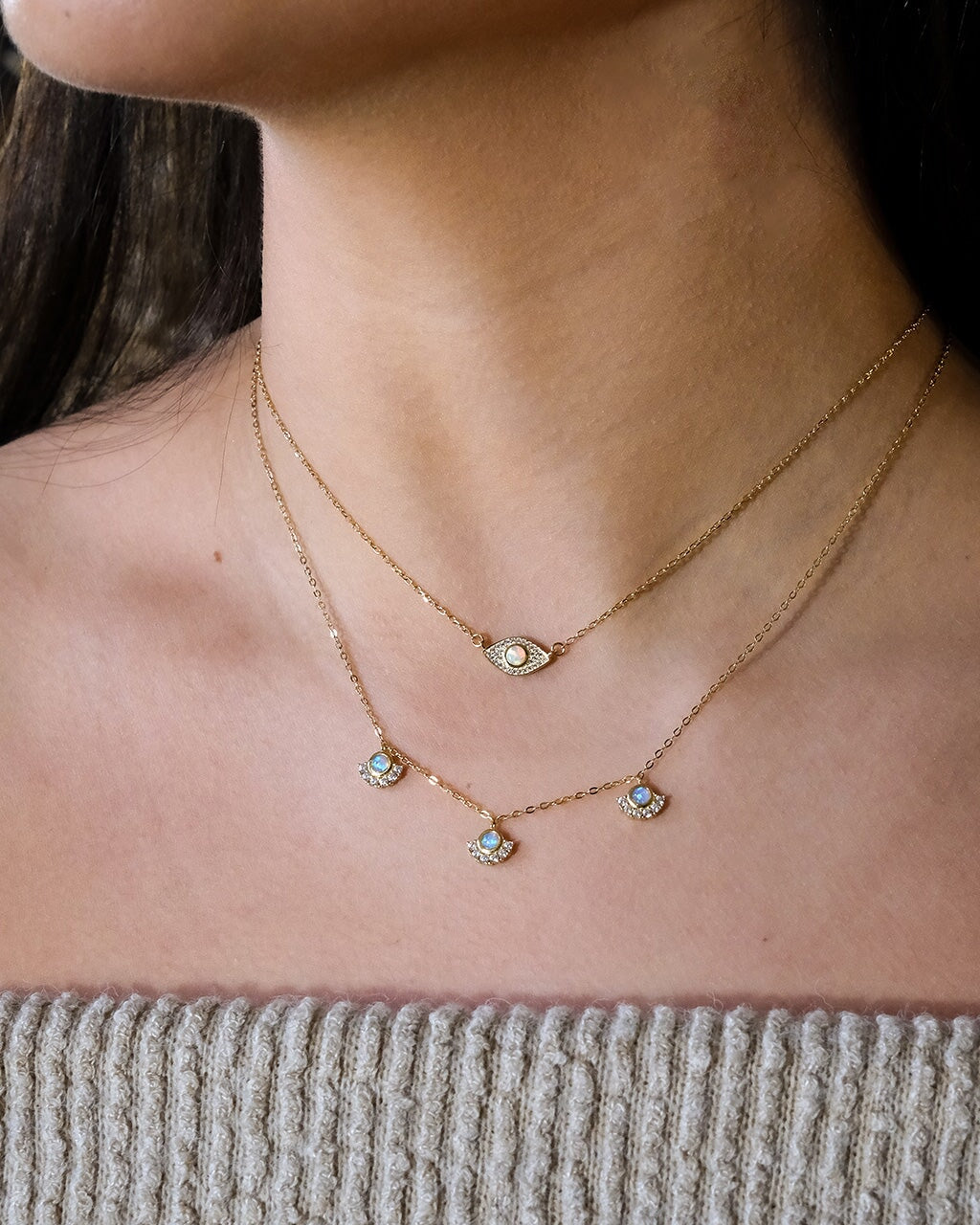 Sterling Forever Half Halo Opal Pendant Necklace in Silver