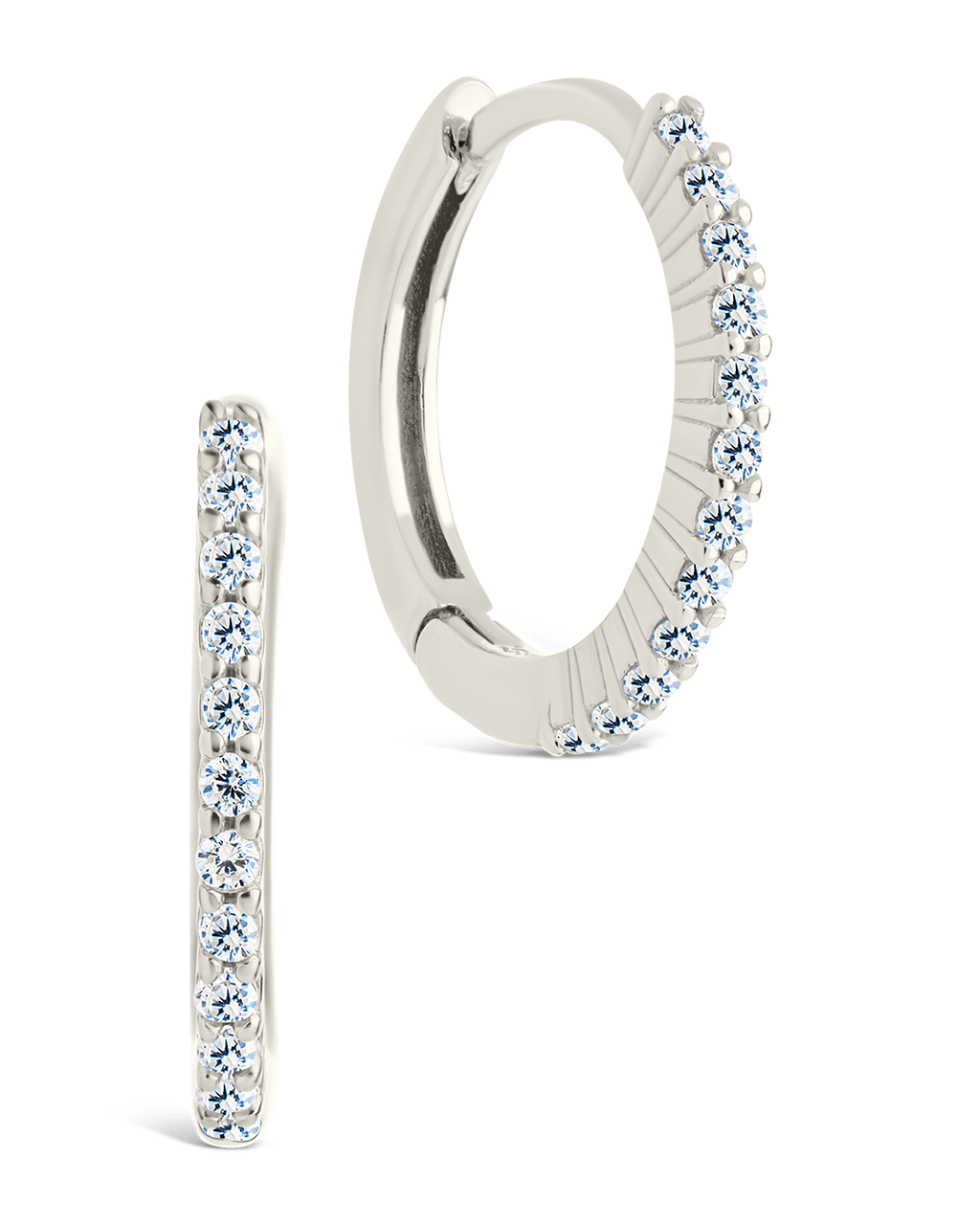 Sterling Silver Pave CZ Micro Hoops – Sterling Forever