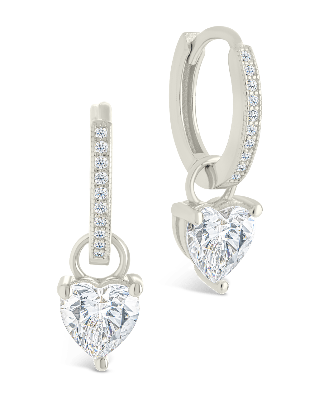 Sterling Silver Eugenia Heart Cut CZ Dangle Micro Hoops – Sterling Forever