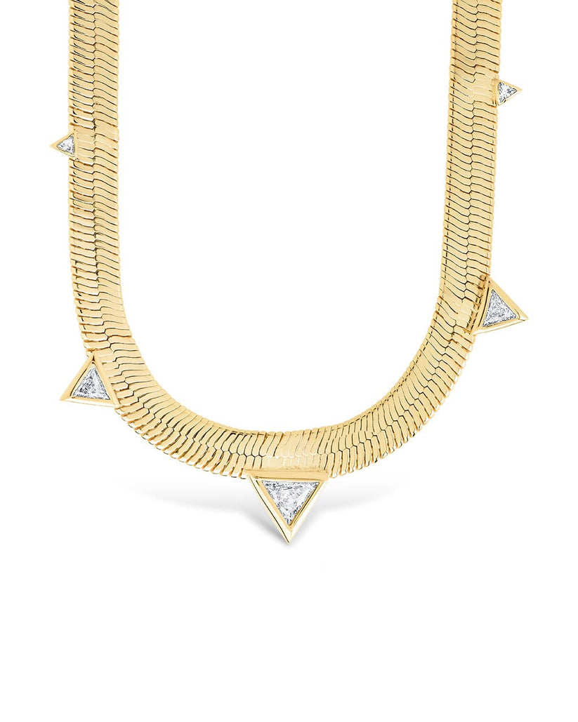 Brecken Stationed CZ Herringbone Necklace – Sterling Forever