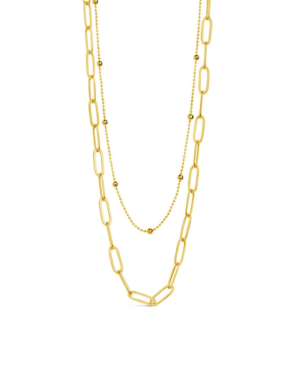 Leah Beaded & Paperclip Layered Chain Necklace – Sterling Forever