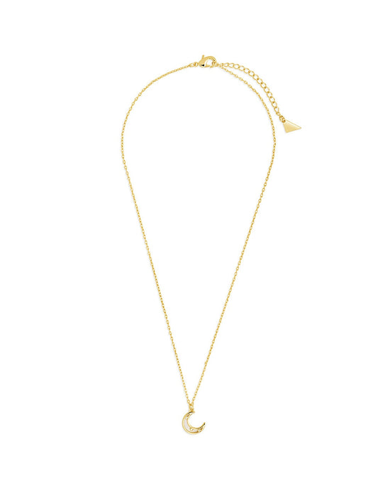 Nuria Mother of Pearl & CZ Crescent Moon Pendant Necklace – Sterling ...