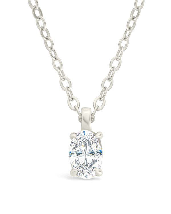 Sterling Silver Oval CZ Prong Set Pendant – Sterling Forever