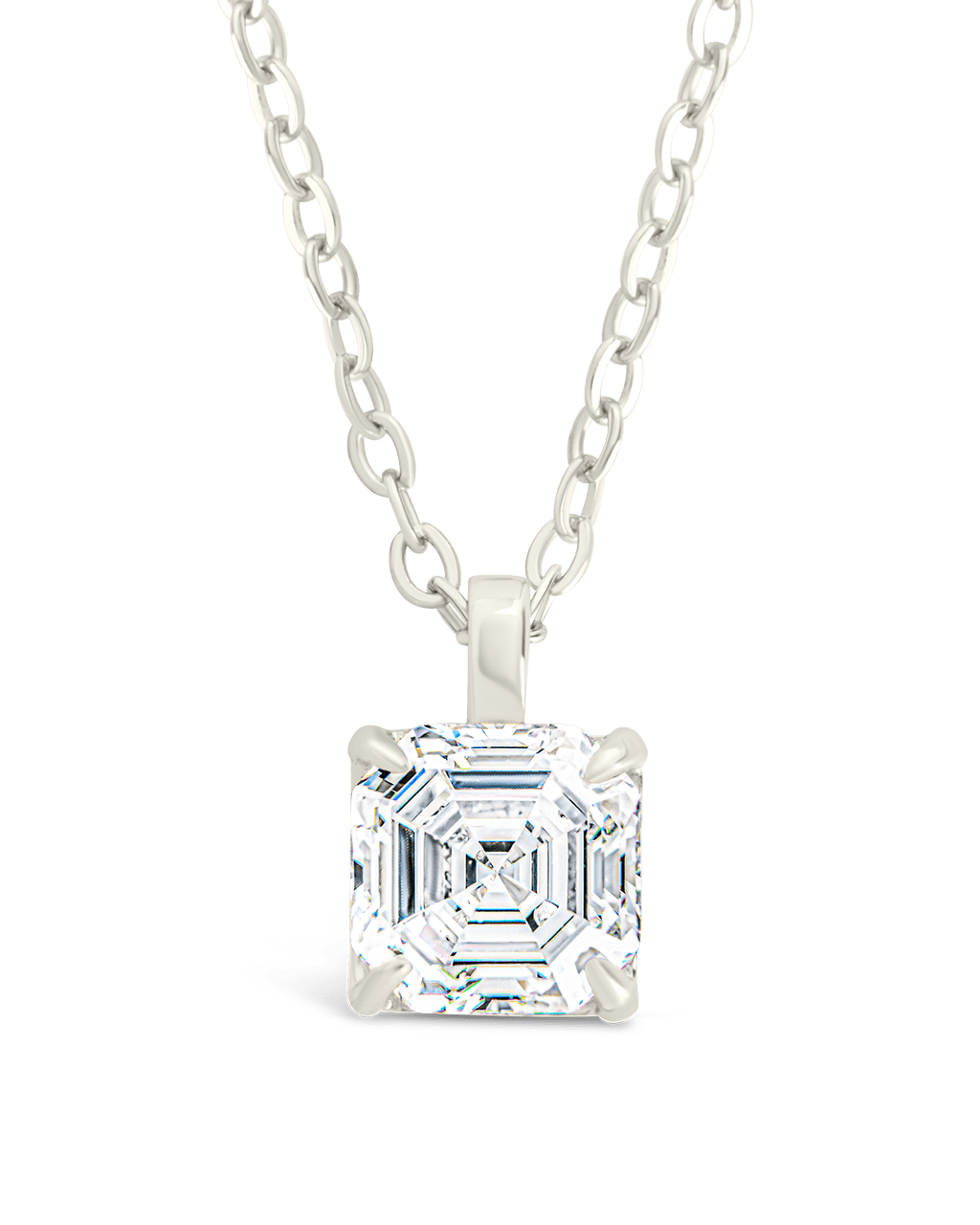Sterling Silver Asscher Prong Set Pendant – Sterling Forever