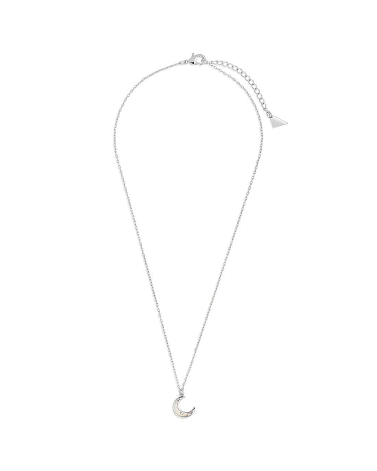Nuria Mother of Pearl & CZ Crescent Moon Pendant Necklace – Sterling ...