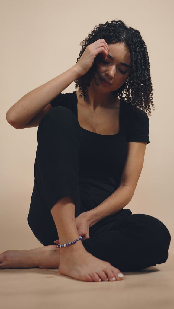 Sibyl Pearl, Glass Bead, & Evil Eye Charm Anklet – Sterling Forever