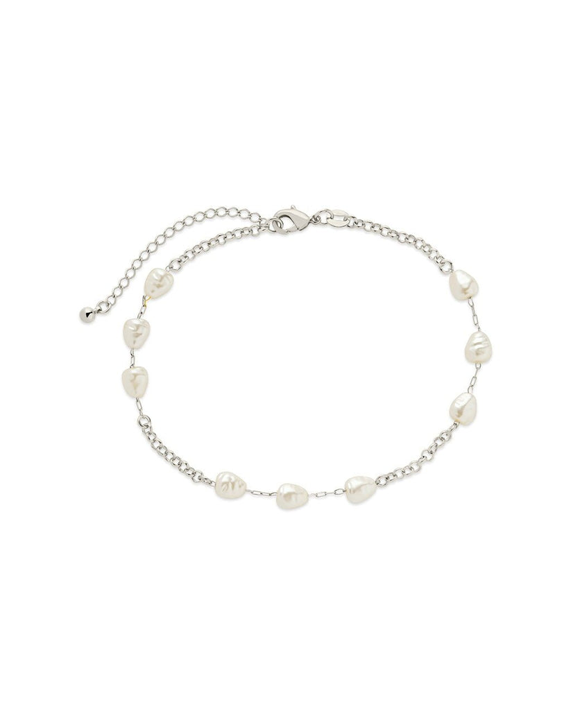 Allie Stationed Pearl Chain Anklet – Sterling Forever