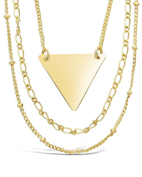 Triple Chain Layered Triangle Necklace – Sterling Forever